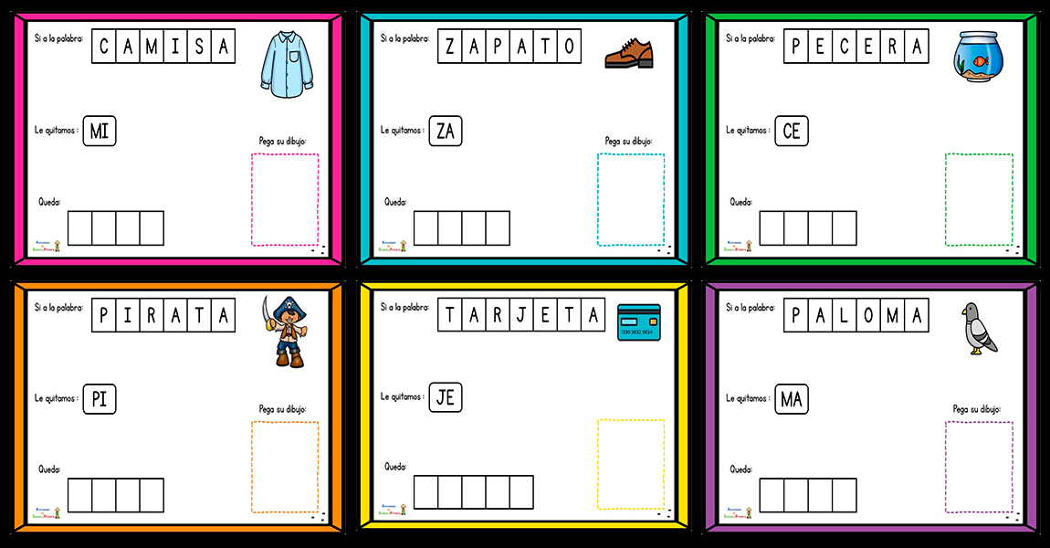 Conciencia silábica: Plantillas para formar palabras eliminando una ...