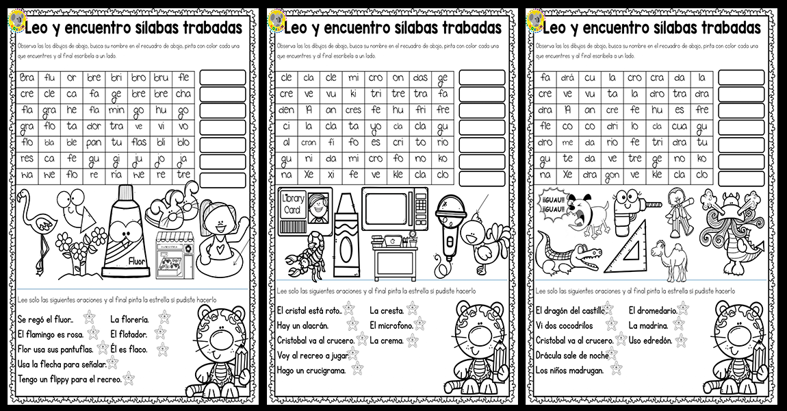 Divertido recurso: Encuentro y leo sílabas trabadas en palabras y ...