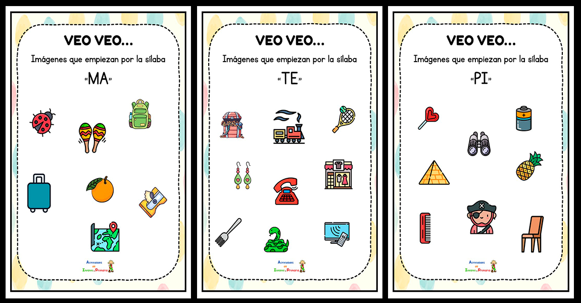 Veo veo silábico: "Comienza por la sílaba..." - Actividades de infantil ...