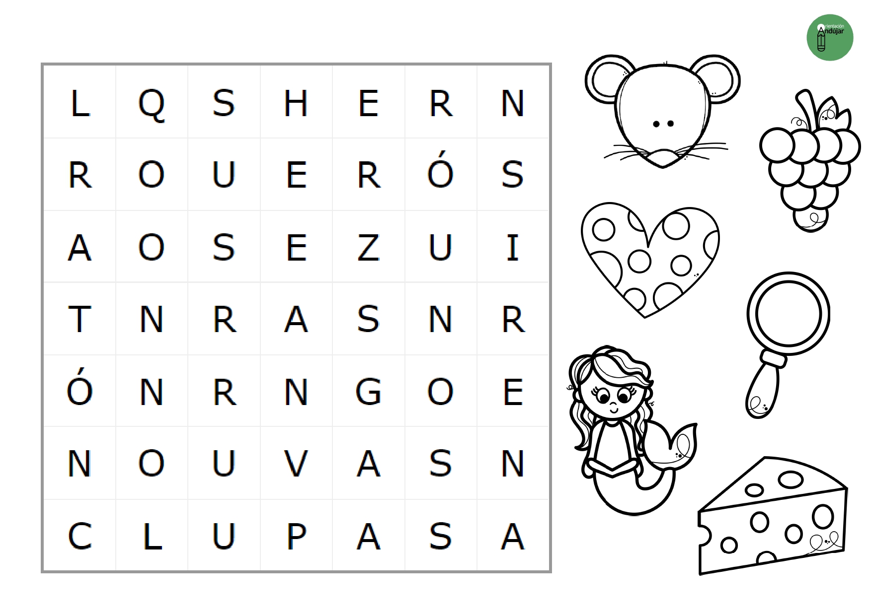 Sopas de letras: Busca y colorea - Actividades de infantil y primaria