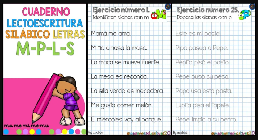 Lectoescritura de frases primer grupo consonántico ( M - L - P - S ) - Actividades de infantil y ...