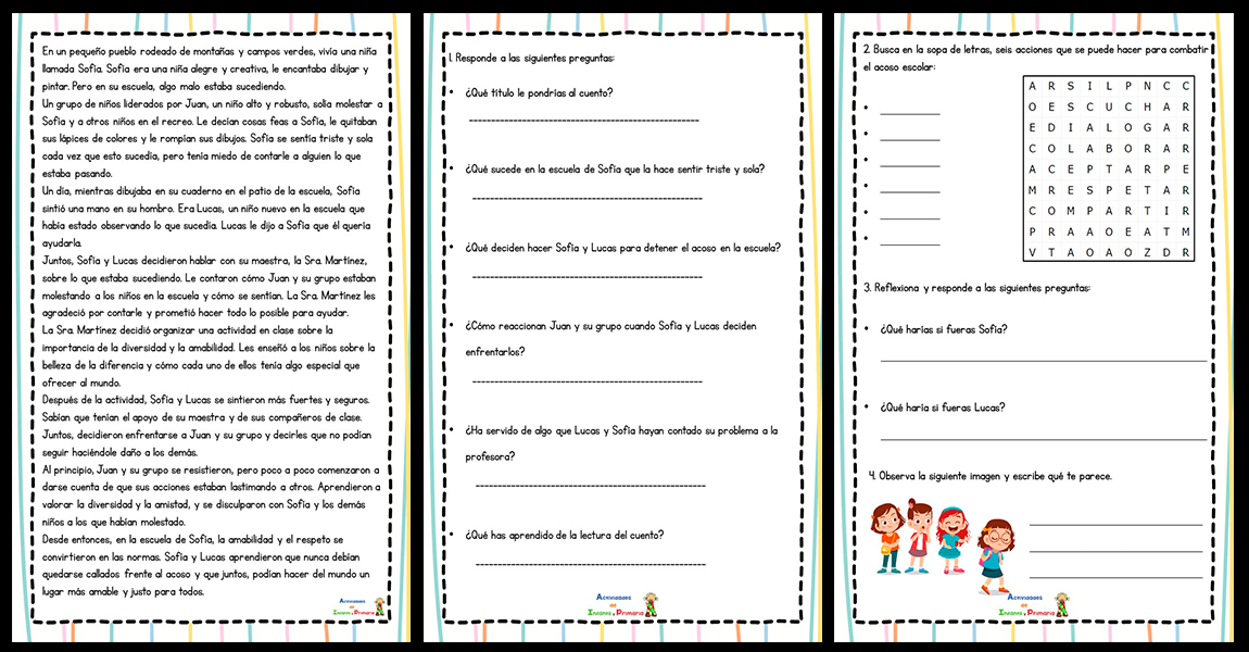 Hojas De Trabajo Preescolar Sobre El Acoso Escolar El Acoso Escolar