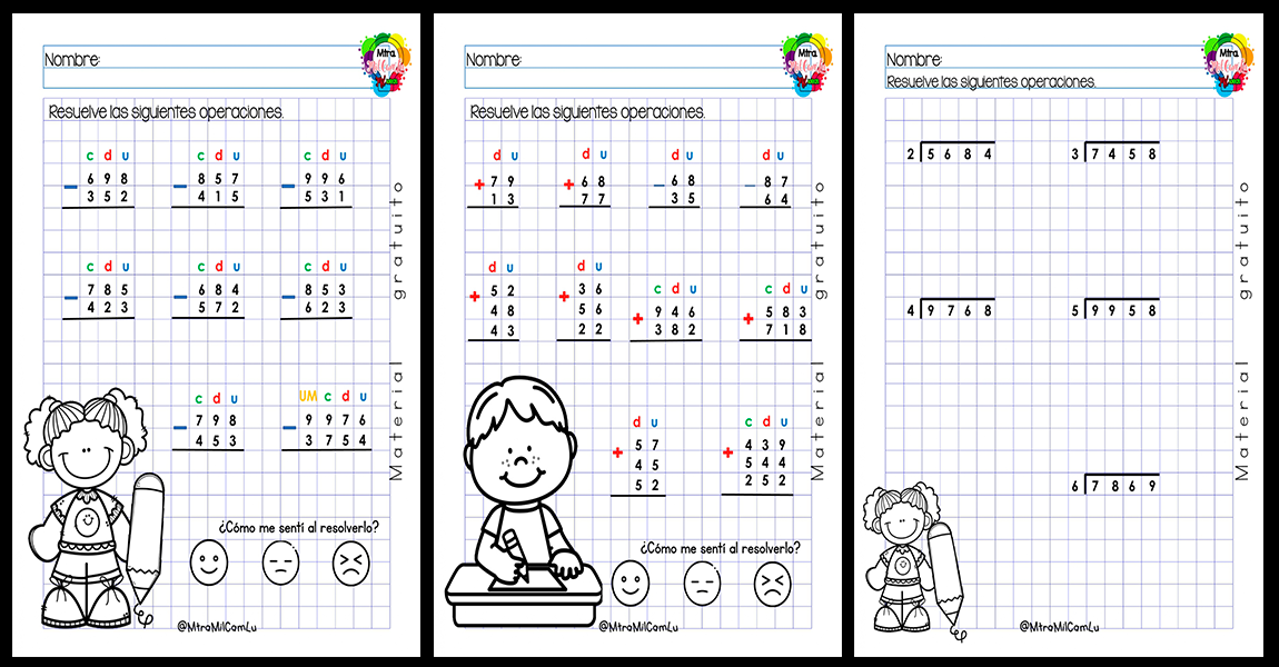 Hoja De Trabajo De Operaciones Matemáticas De Suma