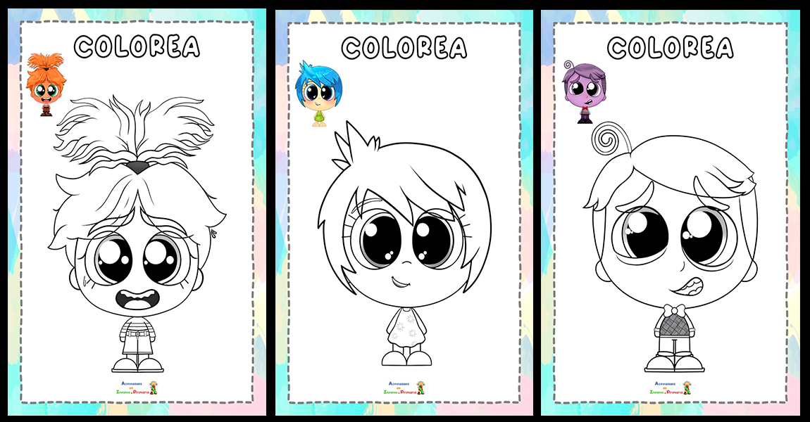 Preciosas fichas para colorear a los personajes de Intensamente (Inside ...