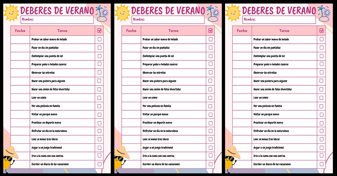 Lista de divertidos "deberes" para las vacaciones de verano - Actividades de infantil y primaria
