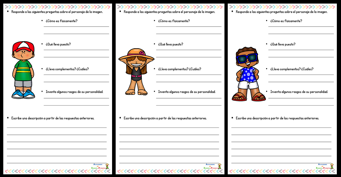 Fichas para trabajar las descripciones de niños, especial verano ...