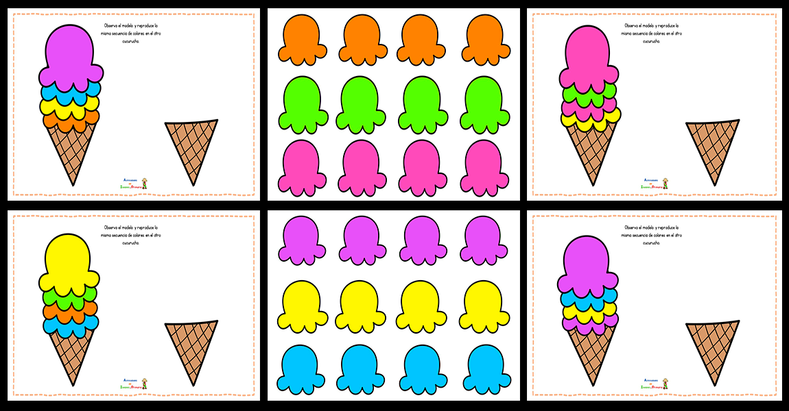 portada fichas atencion colores helados