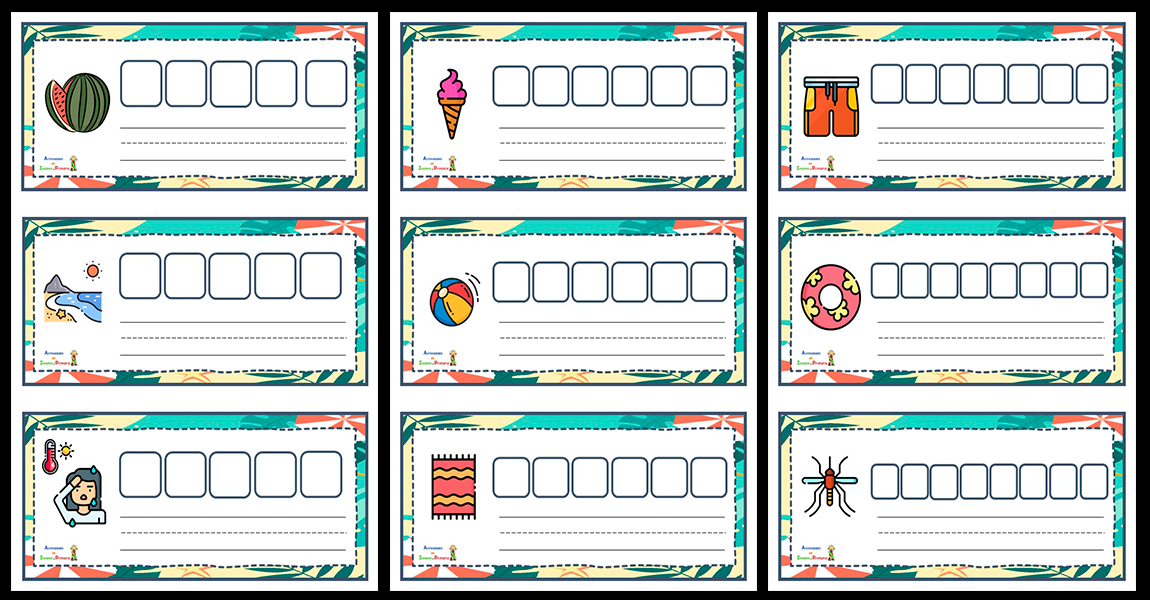 Tarjetas de lectoescritura con vocabulario de verano - Actividades de ...