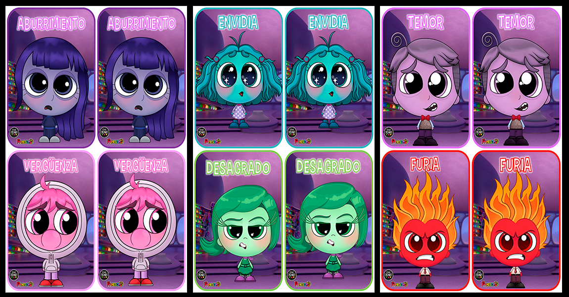 Divertido memorama con los personajes de Intensamente (Inside Out ...