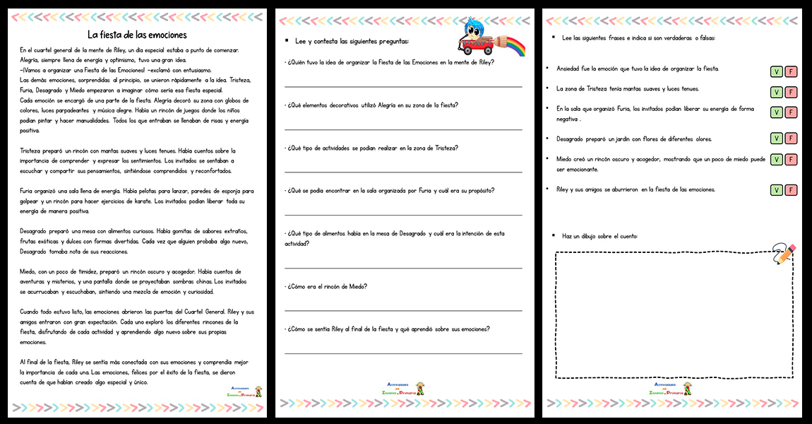 Cuento "La fiesta de las emociones" con los personajes de Intensamente ...