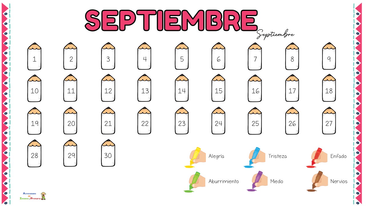 El calendario de mis emociones, septiembre 2024 - Actividades de ...