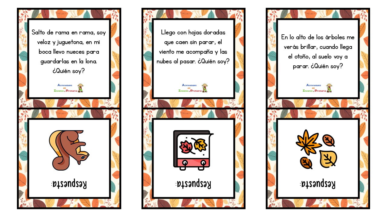 Preciosas adivinanzas del otoño - Actividades de infantil y primaria