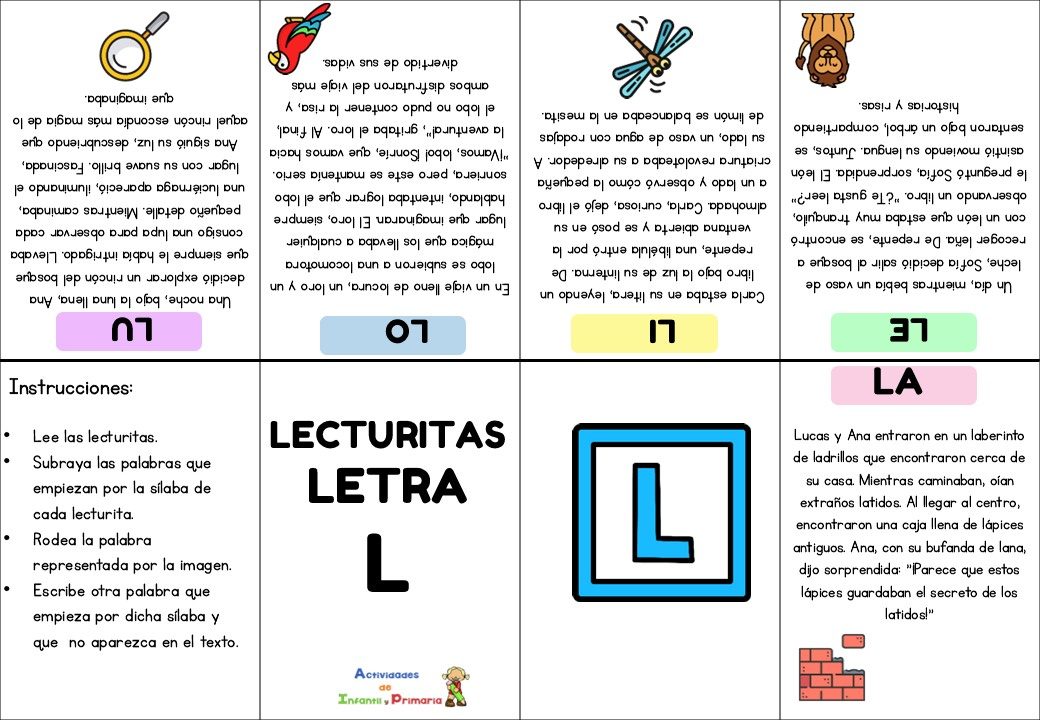 Letra L Letra L La Le Li Lo Lu Lectura Con La Letra