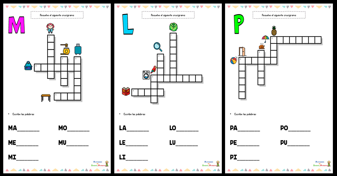 Crucigramas de sílabas iniciales (primer grupo consonántico ...