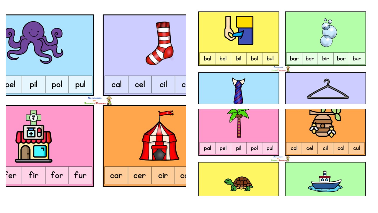 Tarjetas para plastificar: Lectoescritura de palabras con sílabas mixtas - Actividades de ...