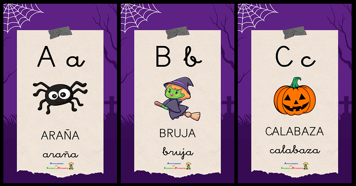 El abecedario de Halloween en mayúscula y minúscula con ilustraciones ...