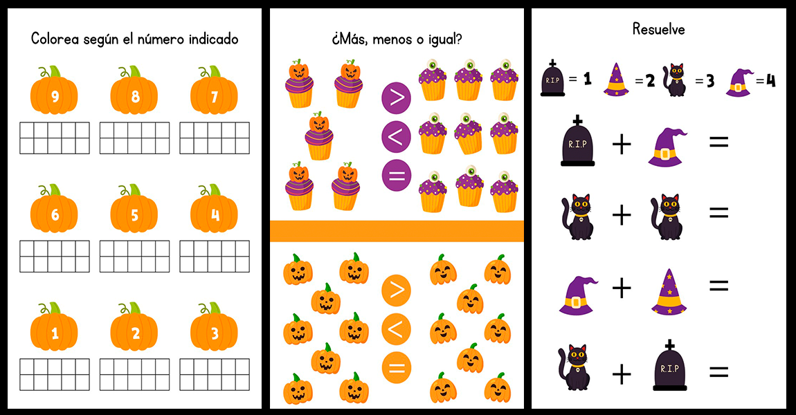 Hojas De Trabajo De Matemáticas De Halloween Para Primer Grado