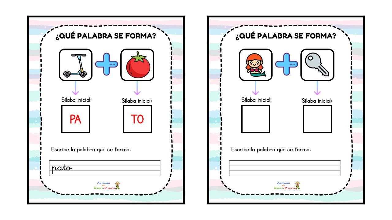 Formamos palabras bisílabas a partir de la sílaba inicial de dos ...