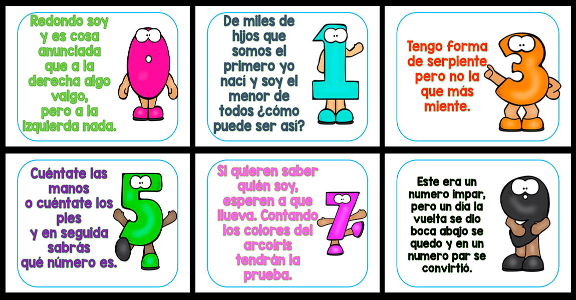 Bonitas adivinanzas de los números - Actividades de infantil y primaria