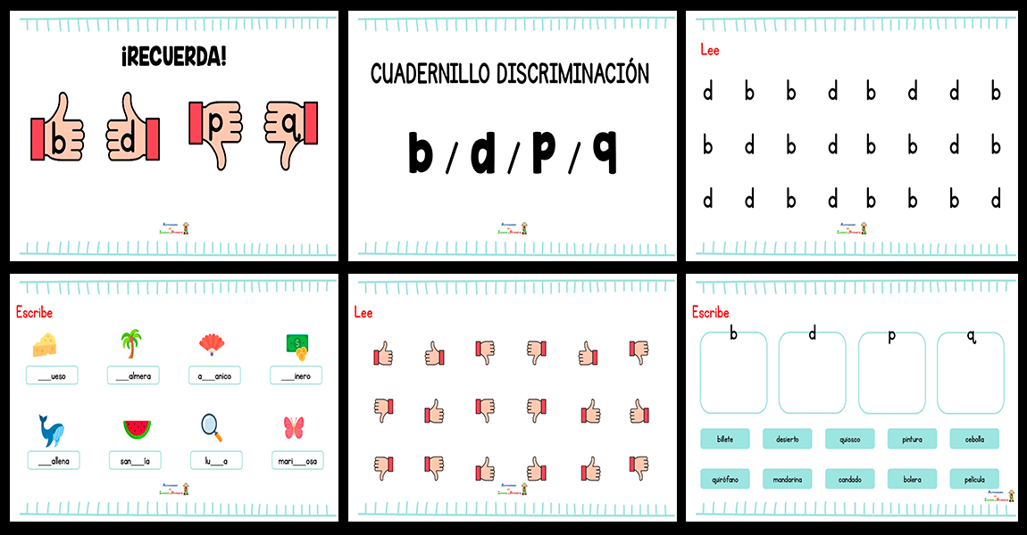 Cuadernillo para trabajar la discriminación b/d/p/q - Actividades de ...