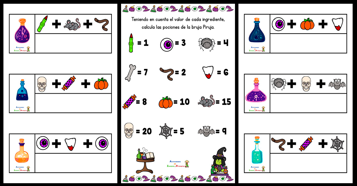 Las pociones de la bruja para practicar las sumas de forma divertida ...
