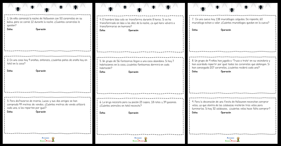 Divertidos problemas matemáticos con temática de Halloween ...