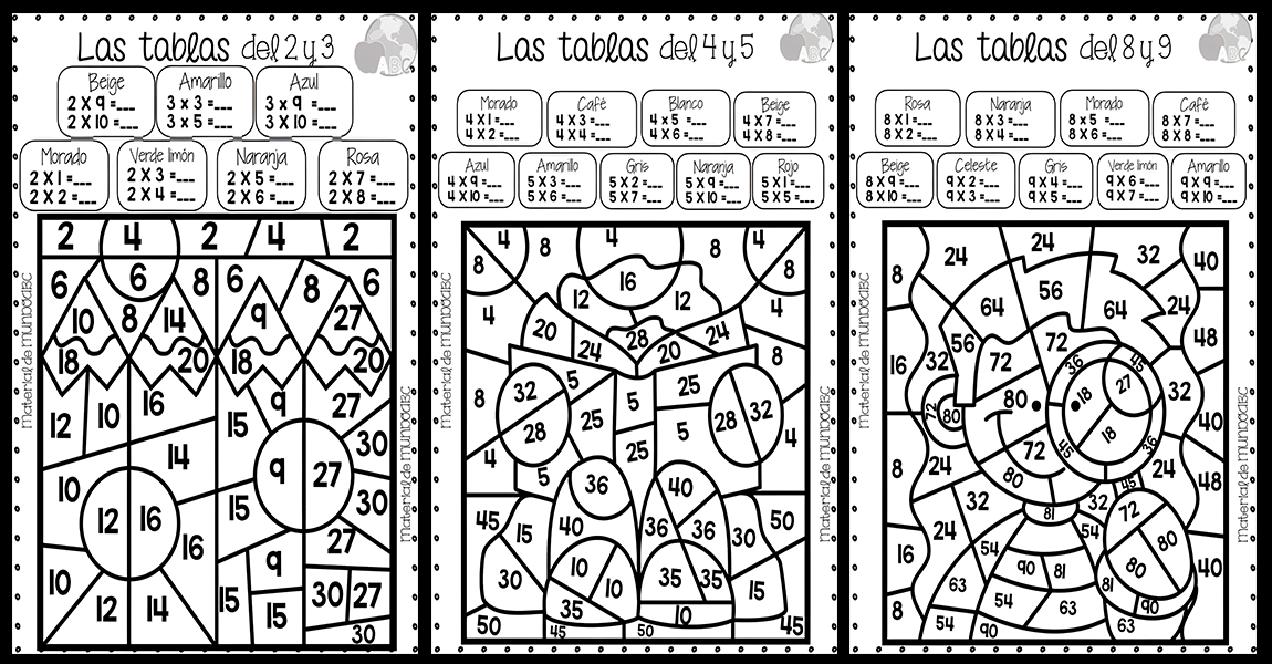 Repaso de las tablas de multiplicar: Resuelve y colorea - Actividades ...
