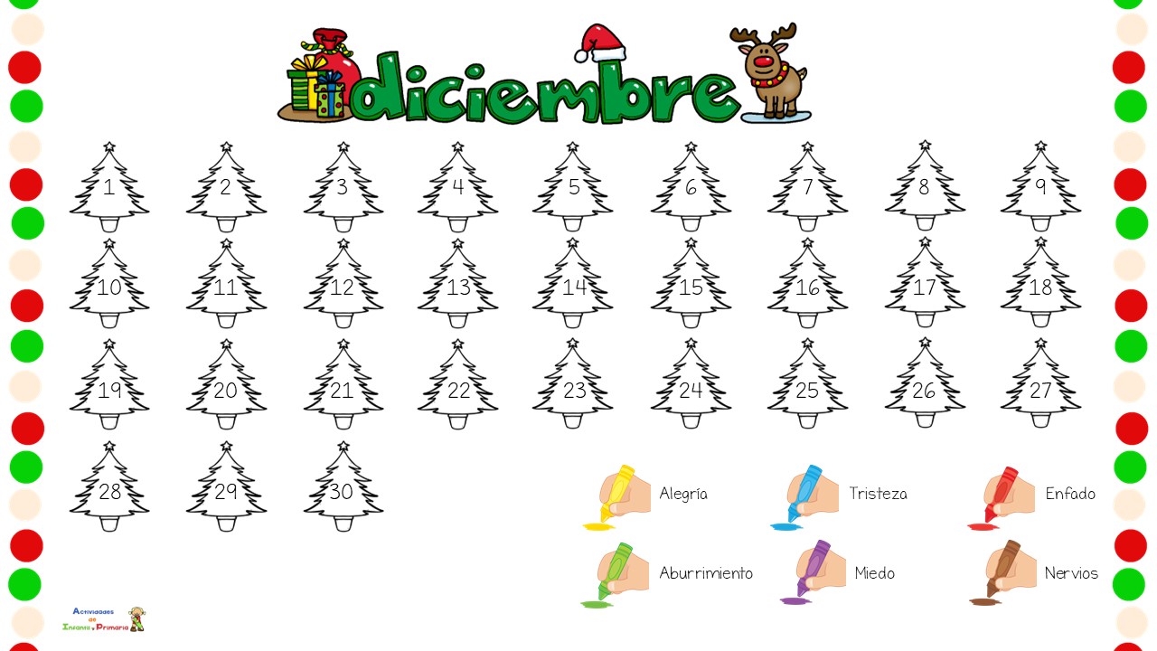 Calendario registro de emociones para el mes de diciembre - Actividades ...