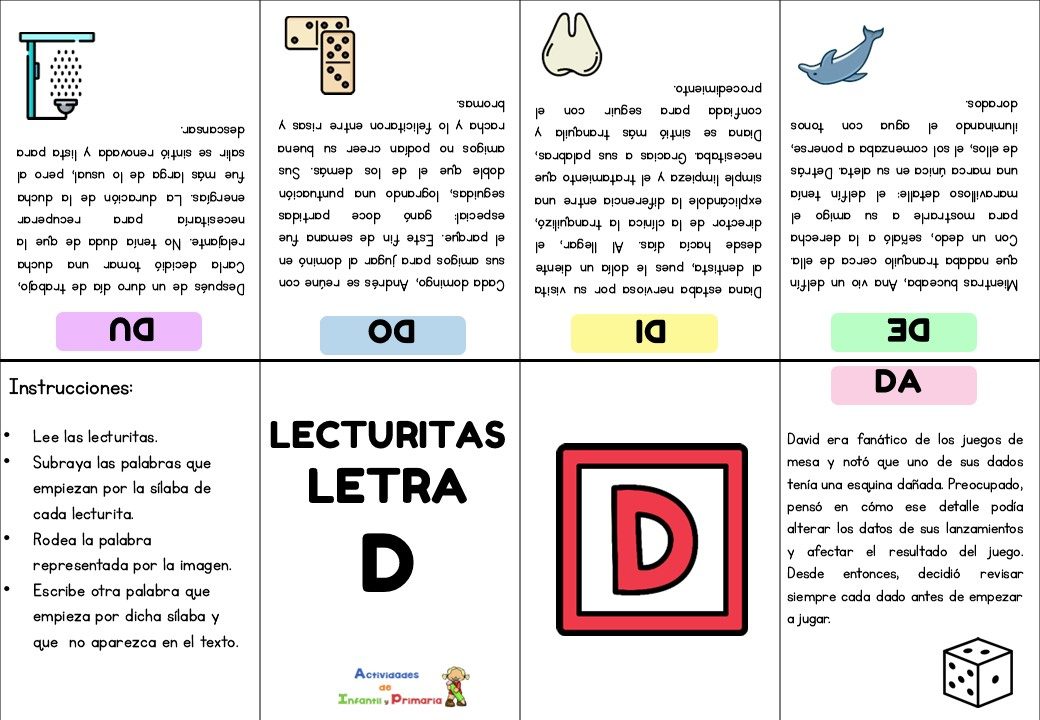 Minilibro: Lecturitas letra D, sílabas DA – DE – DI – DO – DU ...