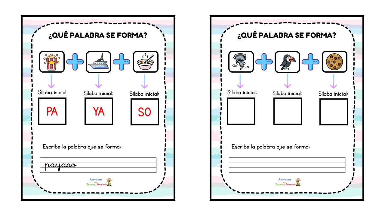 Formamos palabras trisílabas a partir de la sílaba inicial de tres ...