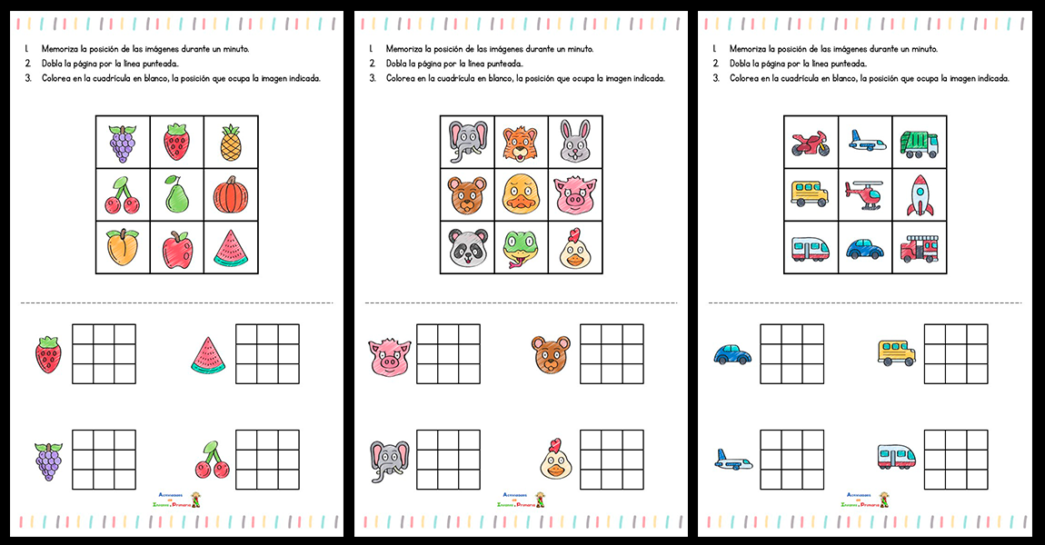 Fichas para trabajar la atención infantil y la memoria - Actividades de ...