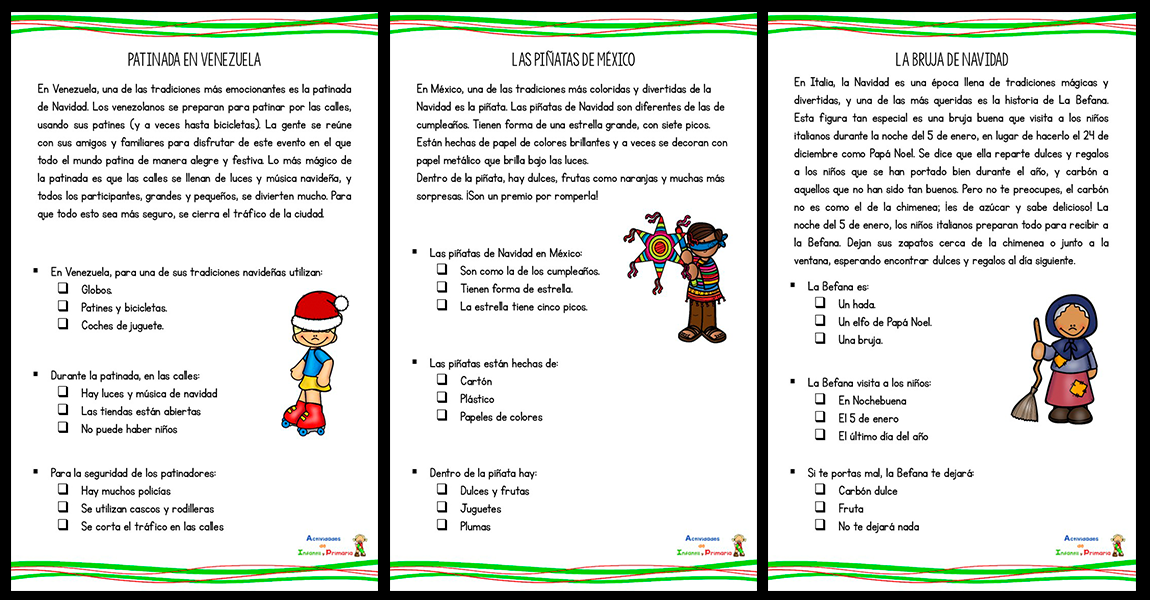 Lecturas comprensivas sobre las tradiciones navideñas de otros países ...