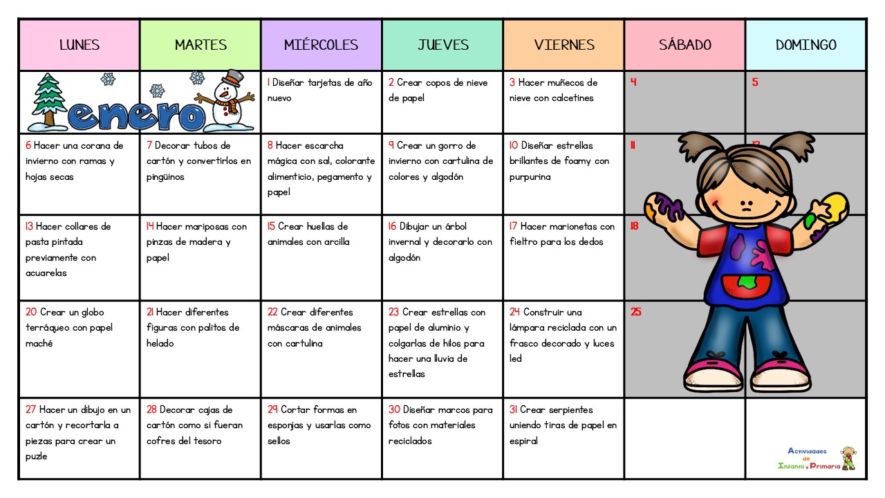 Calendario De Enero De 2024 Para Colorear