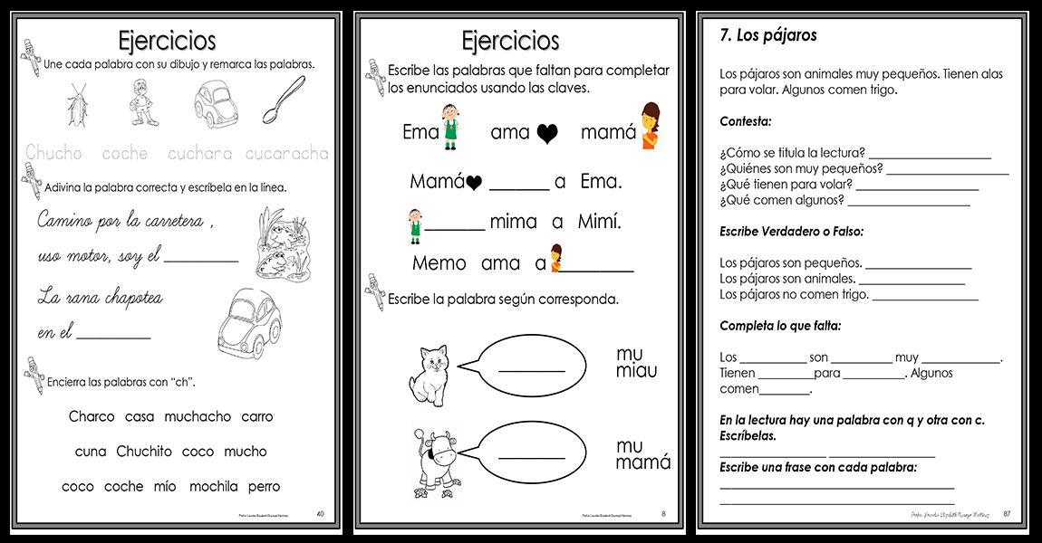 50 ejercicios de lectoescritura para Preescolar y Primaria - Actividades de infantil y primaria