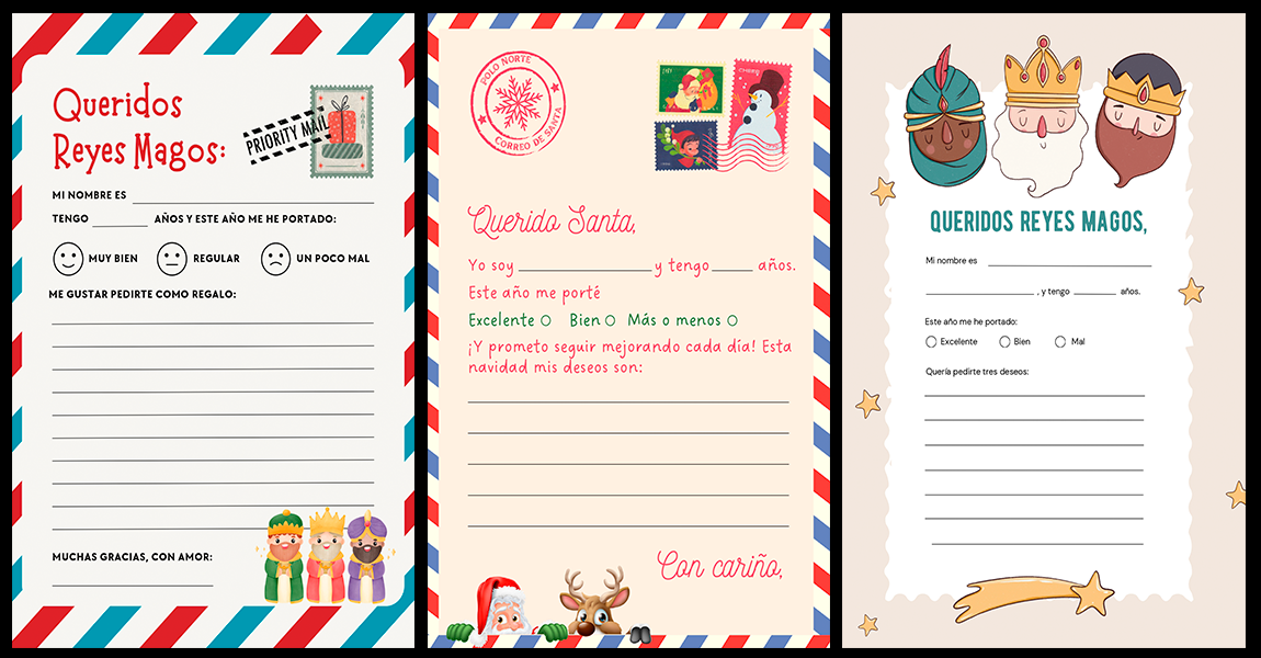Plantillas de cartas para los Reyes Magos y Papá Noel - Actividades de ...