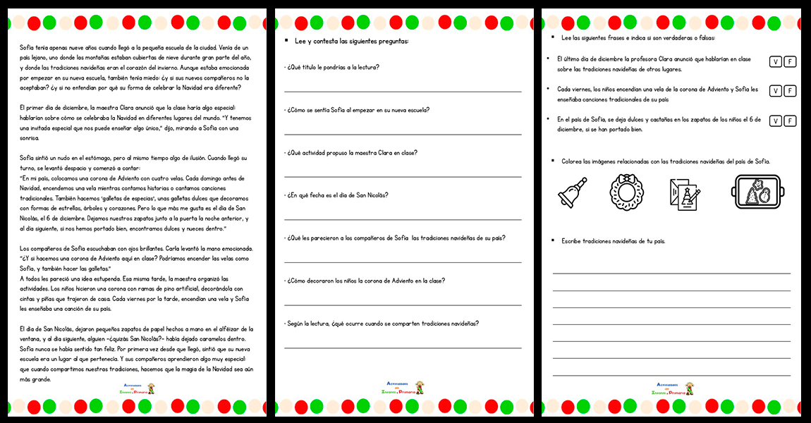 Lectura navideña + actividades de comprensión: Una Navidad diferente ...