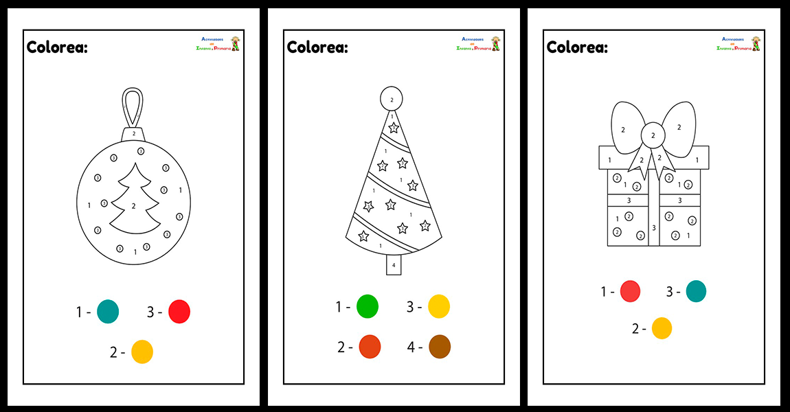 Hojas De Trabajo Para Colorear Por Números De Navidad