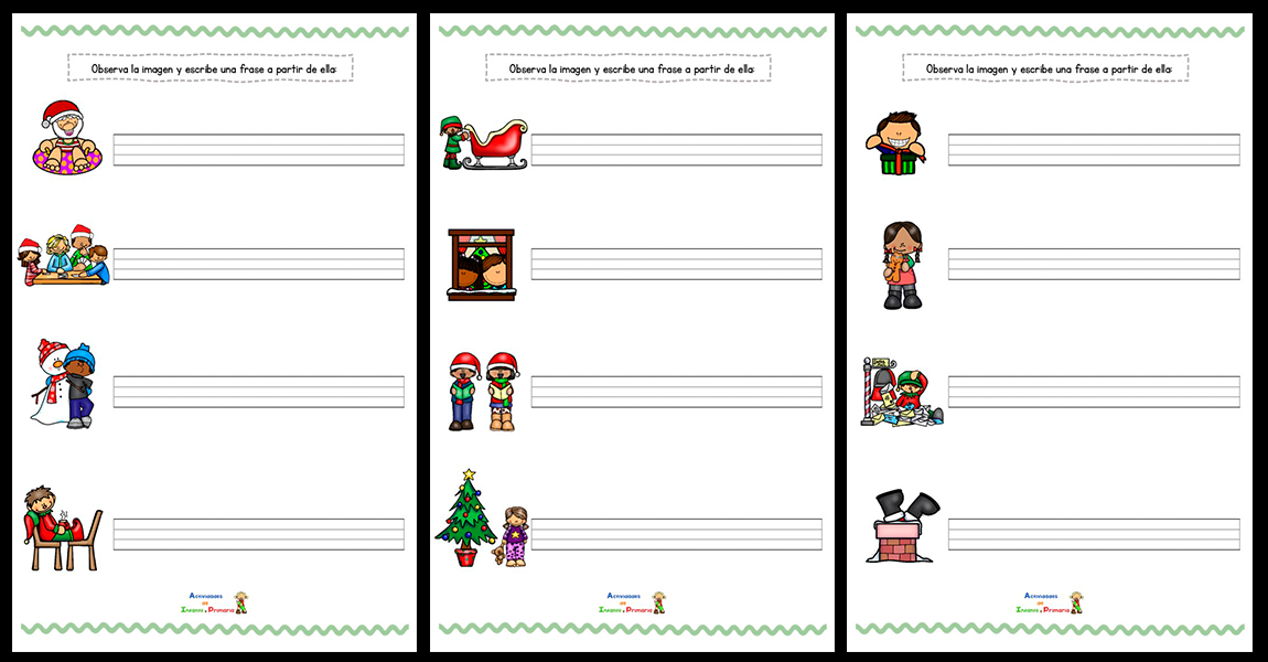 Expresión escrita con dibujos de Navidad: Escribe una frase a partir de ...
