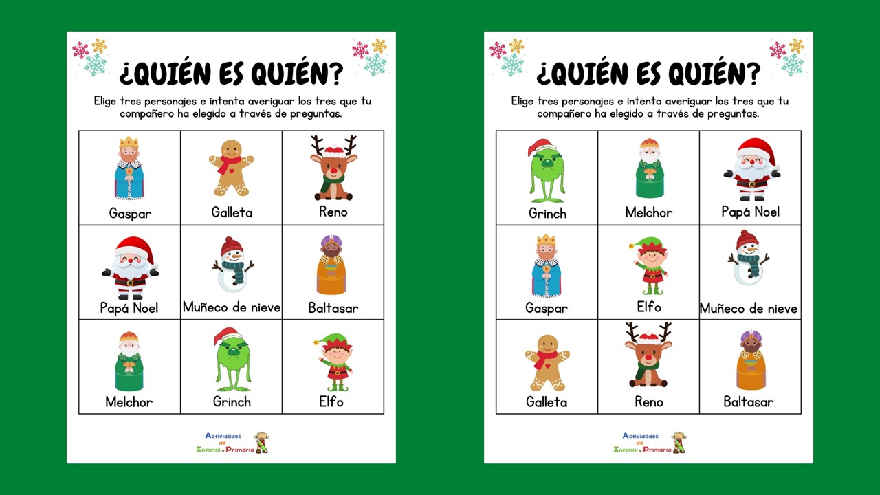 Divertido juego "¿Quién es quién?" de Navidad - Actividades de infantil ...