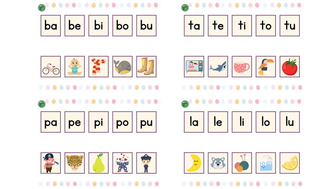 Conciencia fonológica: Empareja la sílaba inicial con su dibujo ...
