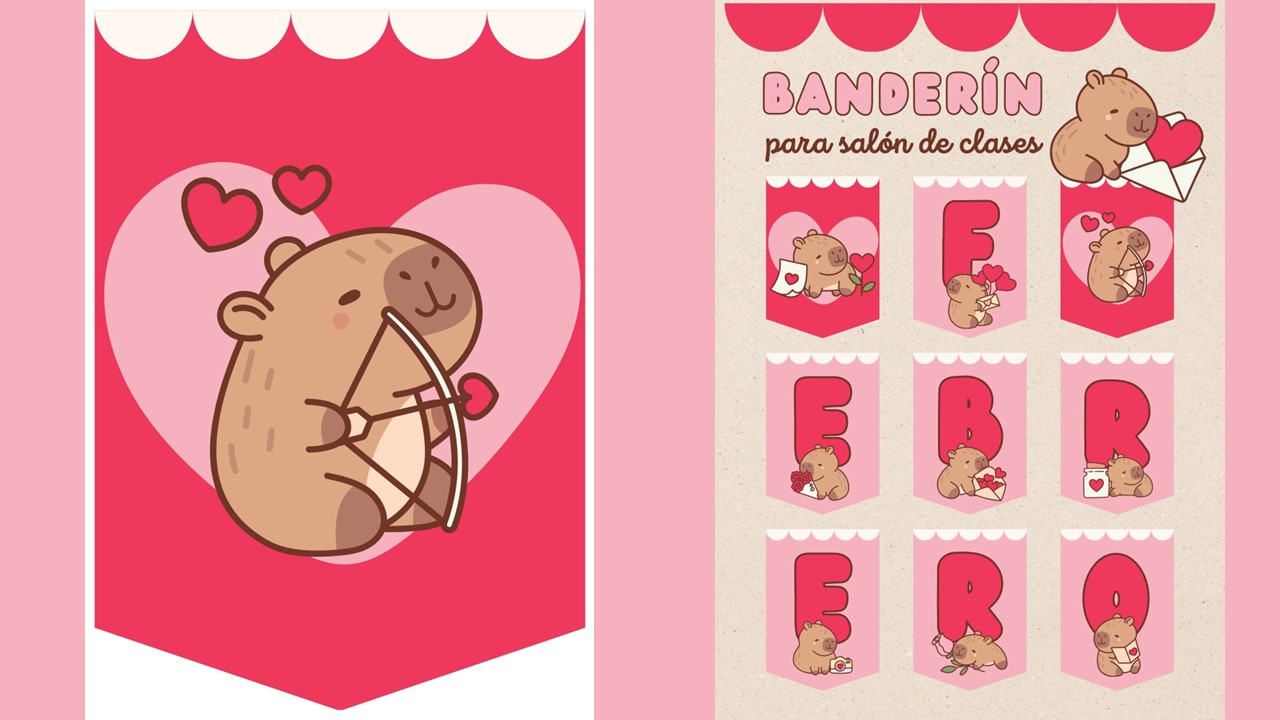Preciosos banderines decorativos para el mes de febrero decorados con ...