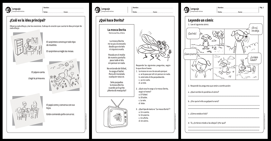 Hojas De Trabajo De Comprensión Lectora Para 1er Grado