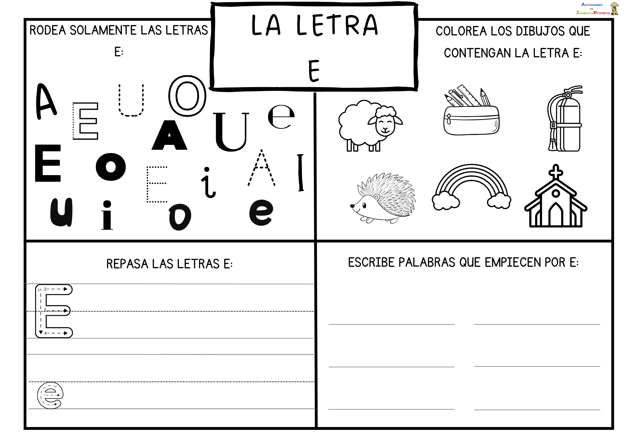 Actividades De La Letra E Descarga Aquí Actividades Con La Letra L