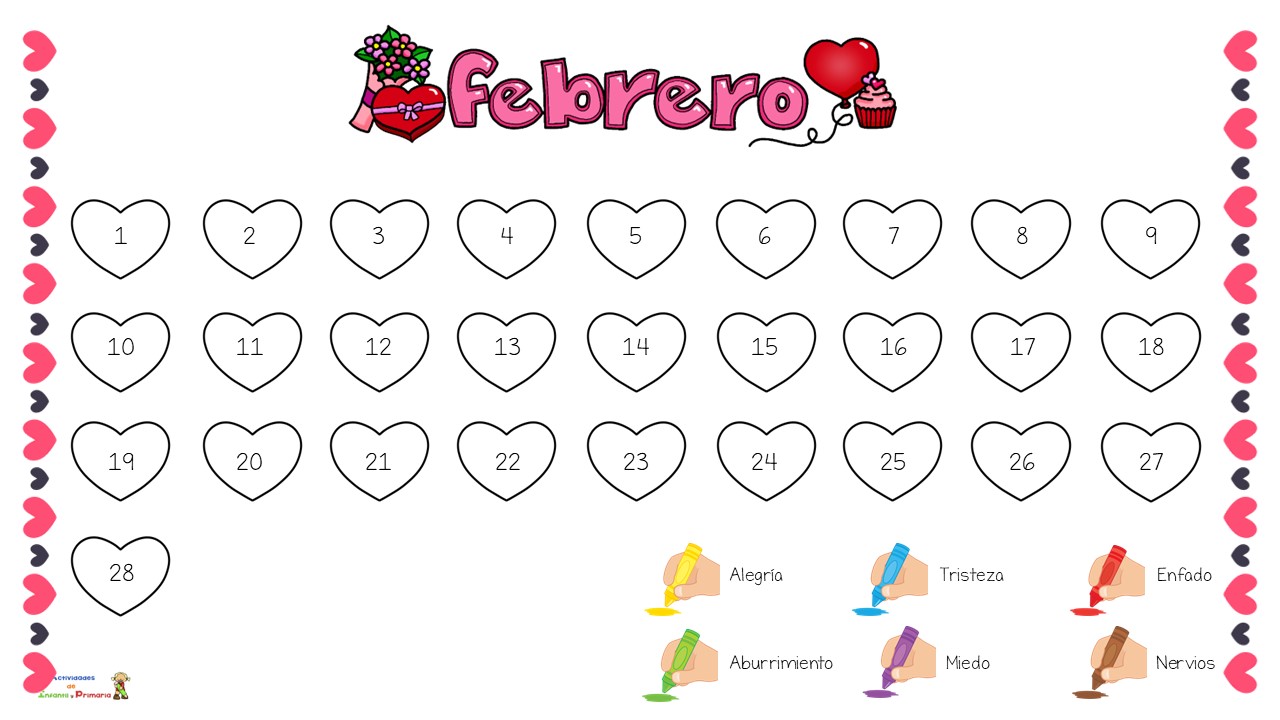 Registro de emociones para el mes de febrero - Actividades de infantil ...