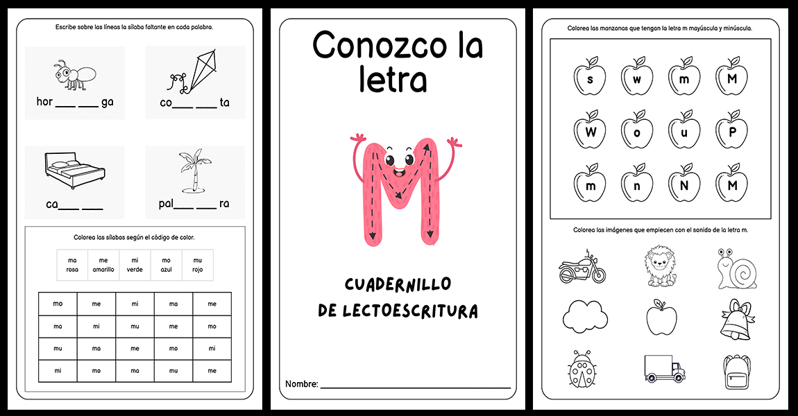 Cuadernito de lectoescritura: Conozco la letra M - Actividades de ...