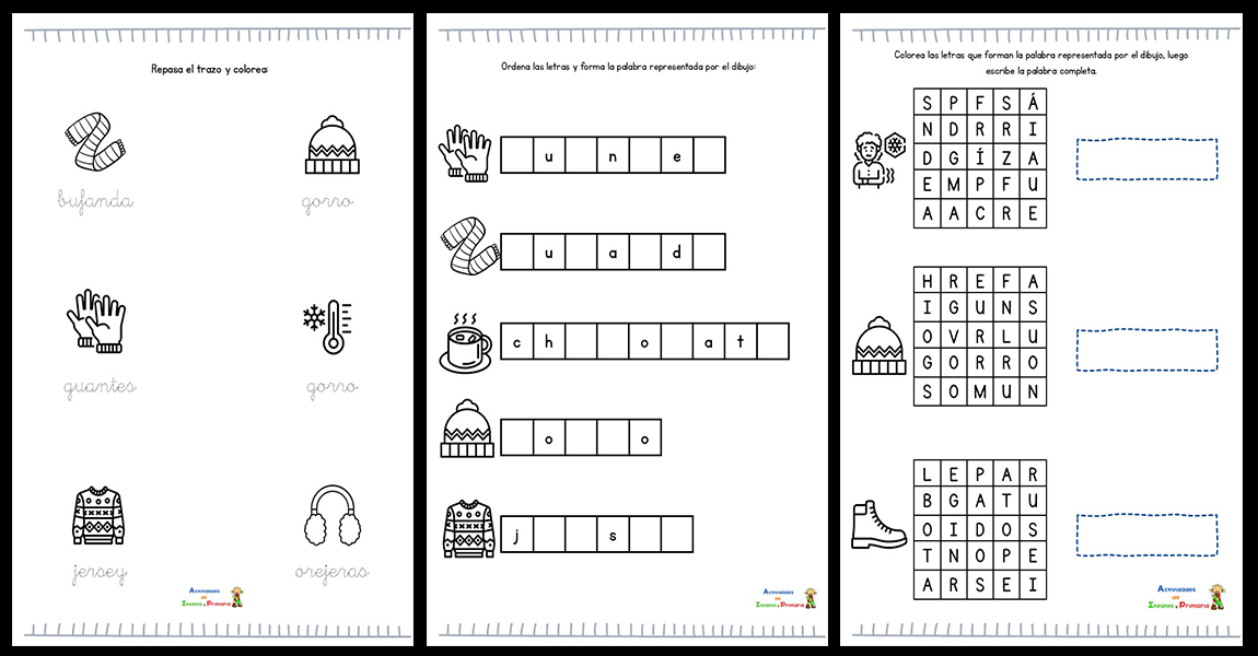 Cuadernillo de lectoescritura con vocabulario de invierno - Actividades ...