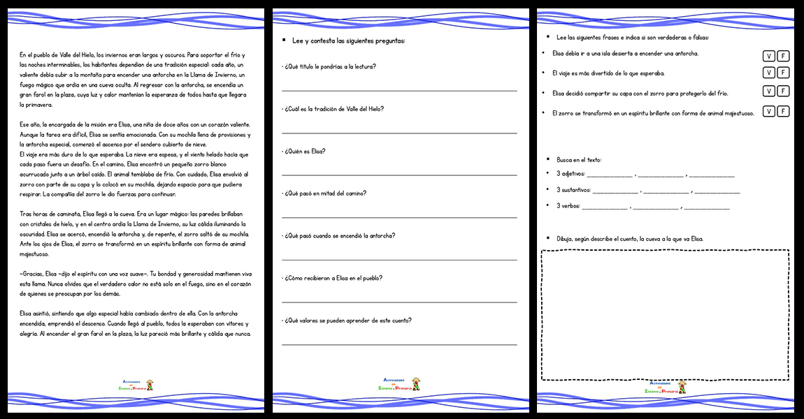 Cuento de invierno con actividades para trabajar la comprensión lectora ...