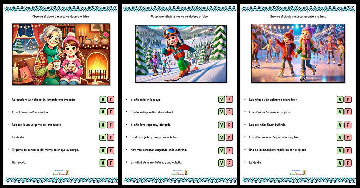 Dibujos de invierno con frases: ¿Verdadero o falso? - Actividades de ...