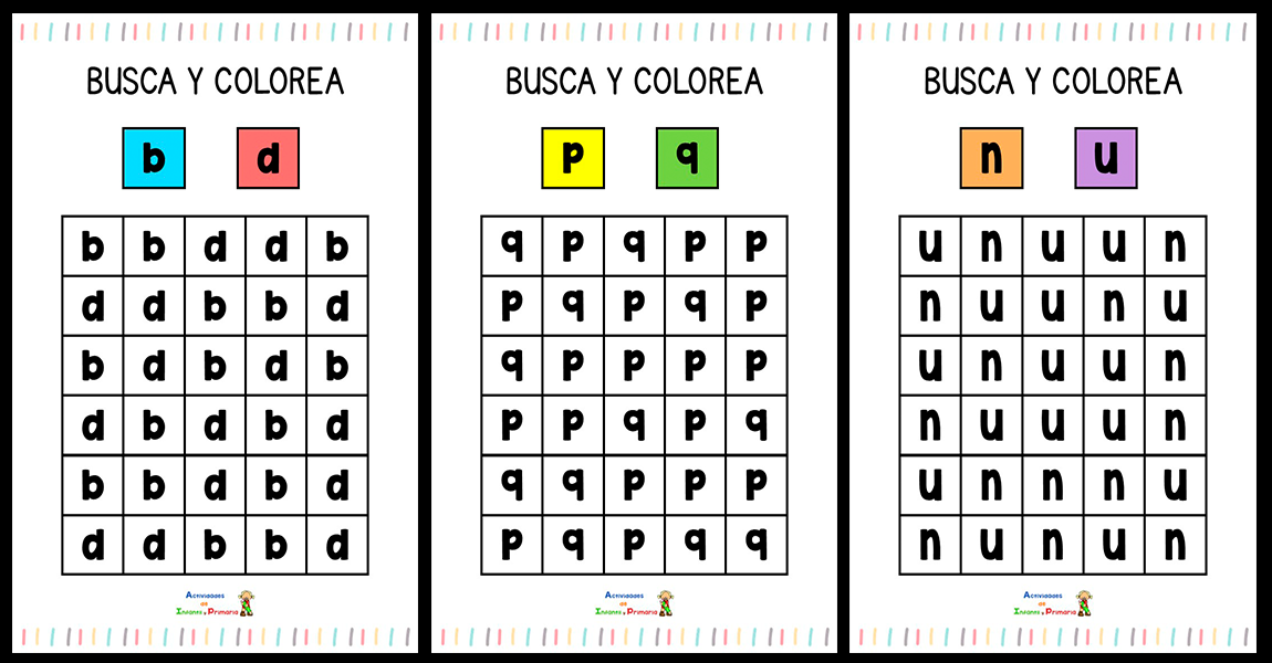 Fichas de dislexia para trabajar la discriminación visual de letras ...