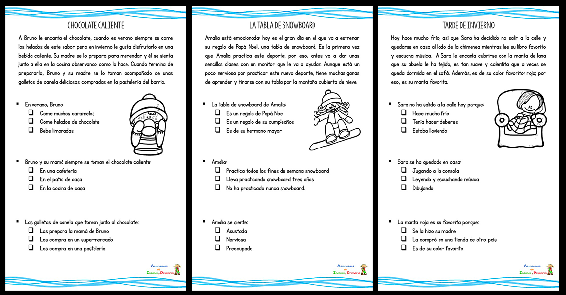 Hoja De Trabajo Imprimible De Comprensión Lectora De Invierno